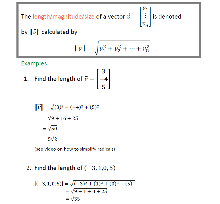 [Solution] Length of a Vector | Wizeprep